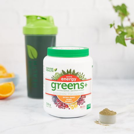 Genuine Health Greens+ Extra Energy, Green Superfood Powder, Non GMO ...
