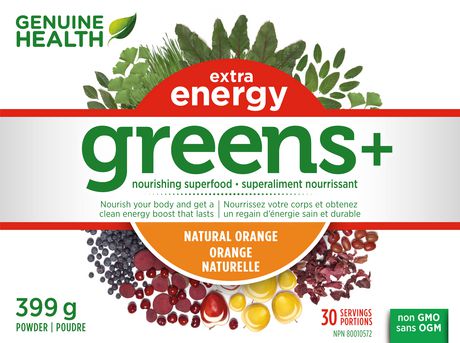 Genuine Health Greens+ Extra Energy, Green Superfood Powder, Non GMO ...