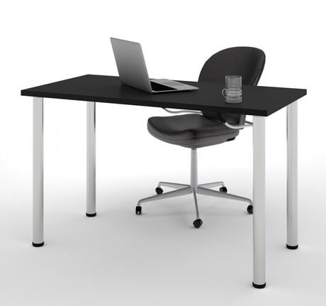 Click here for Bestar 24 X 48 Table With Round Metal Legs Black prices