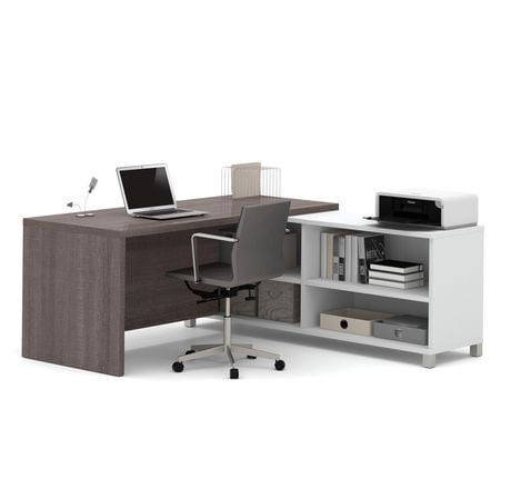Click here for Bestar Pro-Linea L-Desk White & Bark Gray 71In X 7... prices