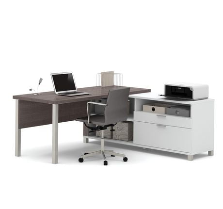 Click here for Bestar Pro-Linea L-Desk Bark Gray & White 71In X 7... prices
