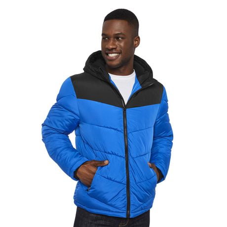 George Men's Colour Block Hooded Puffer Jacket | Walmart Canada