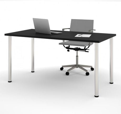 Click here for Bestar 30 X 60 Table With Round Metal Legs Black prices