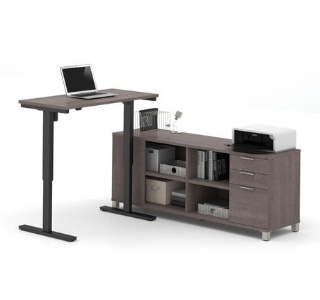 Click here for Bestar Pro-Linea Height Adjustable L-Desk Bark Gra... prices