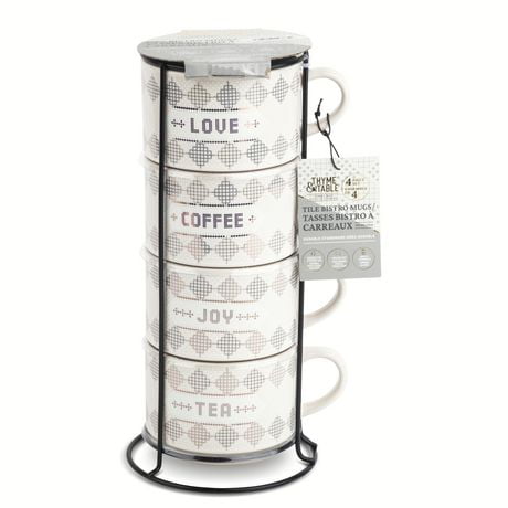 Thyme & Table Set of 4 Bistro Stackable Coffee Mugs, 11 fl oz | Walmart Canada