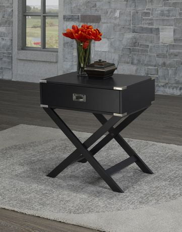 Click here for Brassex Inc Soho Cross Base Accent Table  Black Bl... prices
