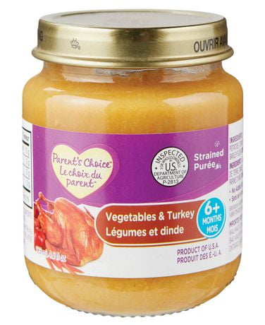 Parent's Choice Vegetables & Turkey Strained Purée Baby Food | Walmart ...