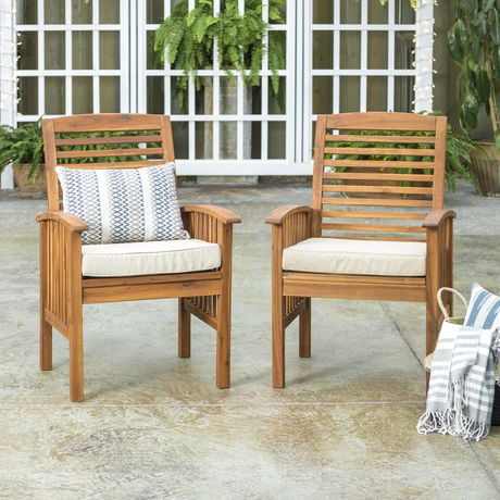 Click here for Manor Park Acacia Wood Outdoor Patio Chairs With C... prices