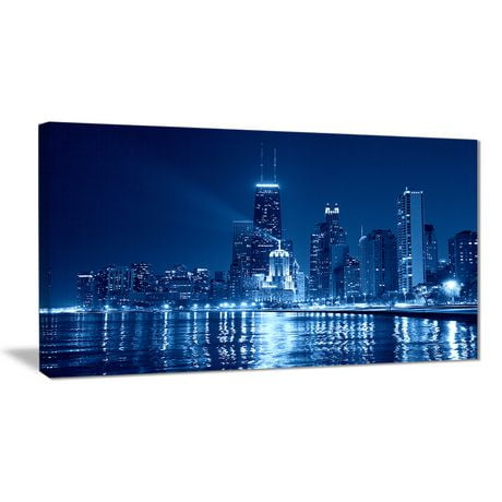 Click here for Design Art Blue Chicago Skyline Night Cityscape Ph... prices