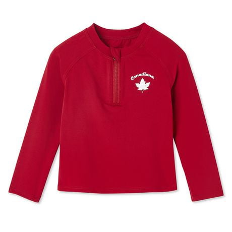 Click here for Canadiana Toddler Girls Rash Guard Top Red 2T prices