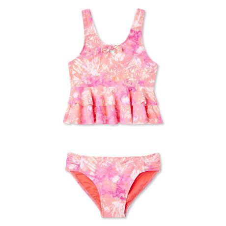 Click here for George Girls Ruffle Hem 2-Piece Swimsuit Coral Xs prices
