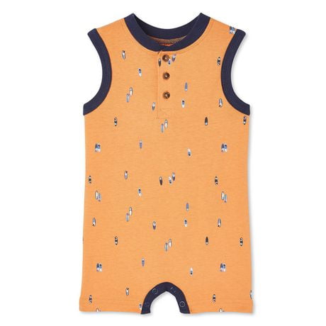 Click here for George Baby Boys Sleeveless Henley Romper Orange 1... prices