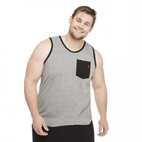 Click here for Canadiana Big Mens Melange Contrast Pocket Tank Gr... prices