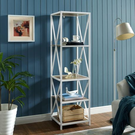 Click here for Manor Park 4 Shelf Metal Wood Tall Bookcase - Mult... prices