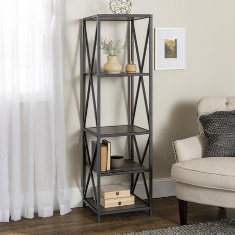 Click here for Manor Park 4 Shelf Metal Wood Tall Bookcase - Mult... prices