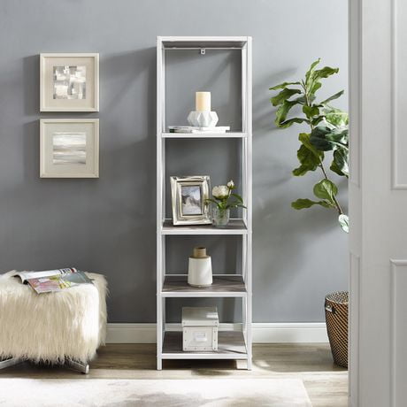 Click here for Manor Park 4 Shelf Metal Wood Tall Bookcase - Mult... prices