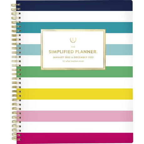 Click here for Emily Ley Happy Stripe Large Planner 2022 White prices