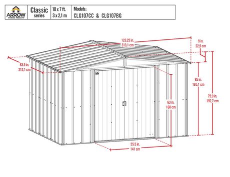 Arrow Classic Steel Storage Shed, 10x7, Charcoal | Walmart Canada