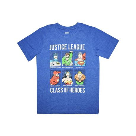 Click here for Boys Justice League Class Of Heroes T-Shirt Blue X... prices