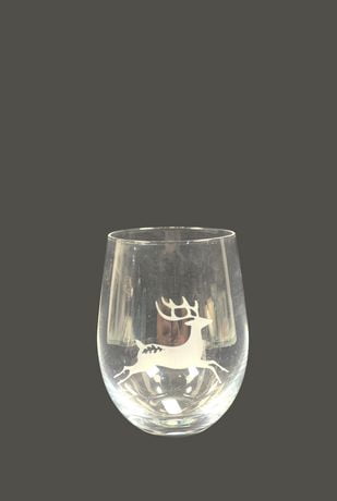 Holiday Time Clear Etch Stemless Wine Glass. 100% Soda Lime Glass, 18 ...