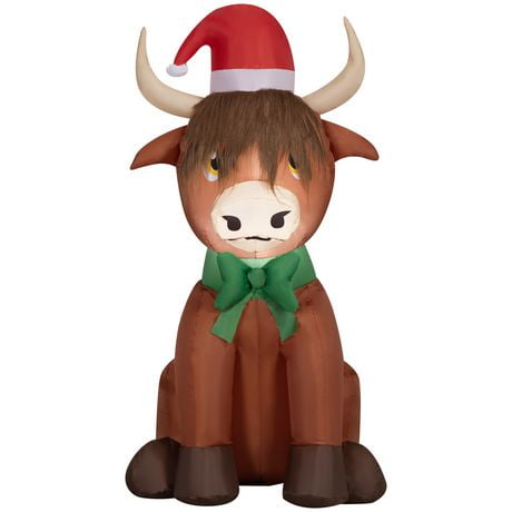 Christmas Inflatable Highland Cow with Santa Hat - Walmart.ca