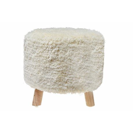 Handwoven Pouf Wooden Stand Cream - Walmart.ca