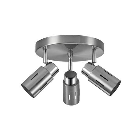 Kenneth 3-Light LED Track Lighting Canopy, Brushed Steel Finish, Chrome ...