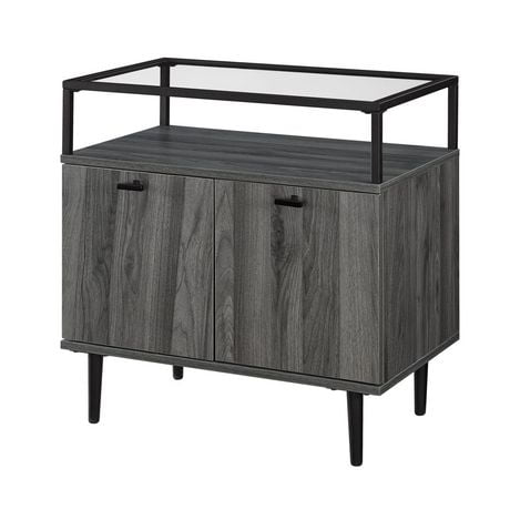 Click here for Manor Park Modern Glass Top 2-Door Side Table - Sl... prices