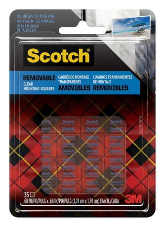 Scotch® Removable Clear Double-Sided Mounting Squares 859S-ESF, 11/16 ...