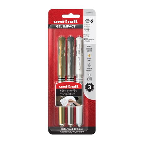 Click here for Uni-Ball Gel Impact 1.0 Mm Gold  Silver  White Gol... prices