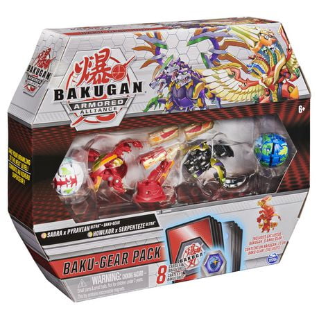 Bakugan Baku-Gear 4-Pack, Fused Sabra x Pyravian Ultra with Baku-Gear ...