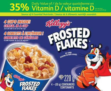 Kellogg's Frosted Flakes, Cereal In A Cup, 55g x4 | Walmart Canada