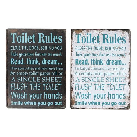 Metal Wall Sign (Toilet Rules) (Asstd) - Set of 2 - Walmart.ca