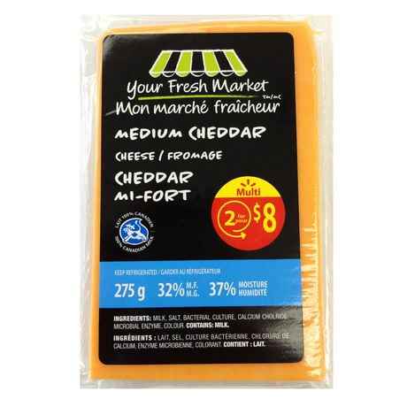 Your Fresh Market Medium Cheddar Cheese | Walmart Canada