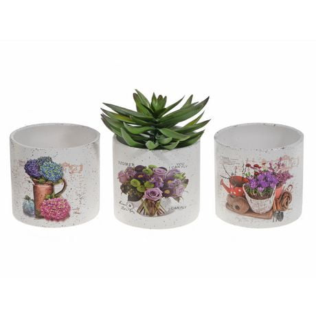 Click here for Ih Casa D Cor Ceramic Round Planters (Floral) (6/D... prices
