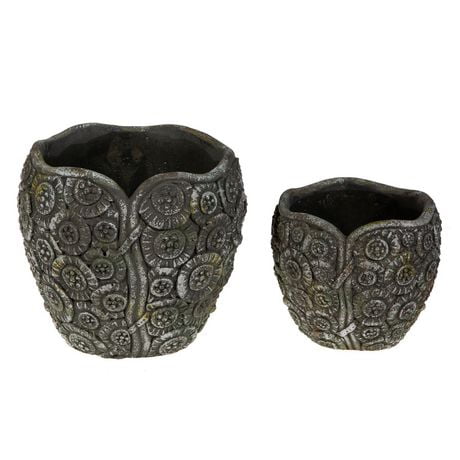 Click here for Ih Casa D Cor 2 Pc Cement Round Planter (Scallop E... prices