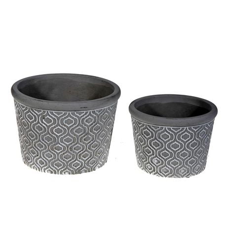 Click here for Ih Casa D Cor 2 Pc Cement Round Planter (Diamond G... prices