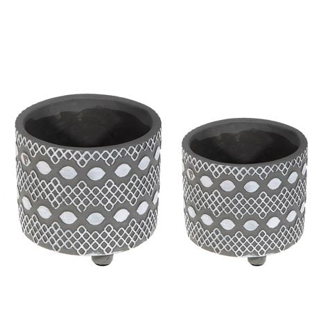 Click here for Ih Casa D Cor 2 Pc Cement Round Planter (Beaded Gr... prices