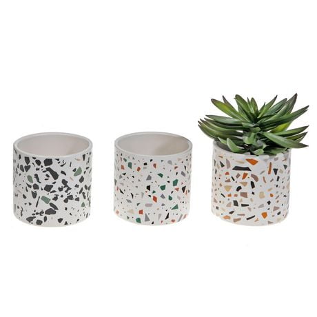 Click here for Ih Casa D Cor Ceramic Round Planters (Terrazzo) (6... prices