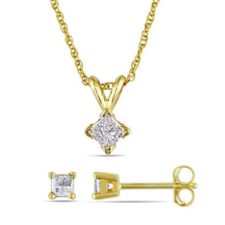 Click here for Miabella 1/2 Carat T. W. Princess-Cut Diamond 14 K... prices