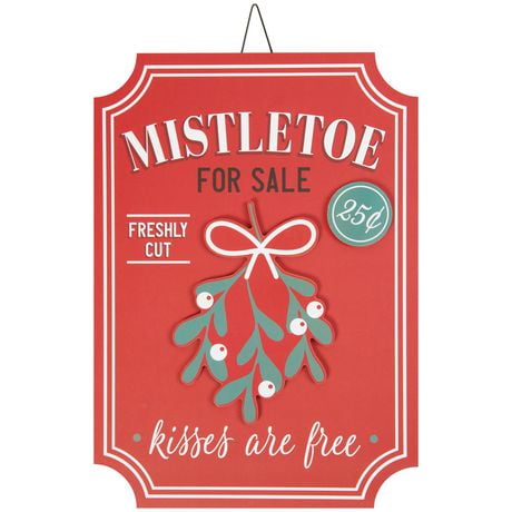 Holiday Time Mistletoe Sign, 10" x 0.35" x 14" - Walmart.ca