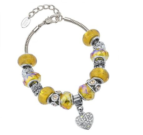 Quintessential Stainless Steel Women's Yellow Tone Charm Bracelet ...
