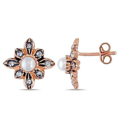 Click here for Avra Rose 4-4.5Mm Faux Pearl And Crystal Rose Plat... prices