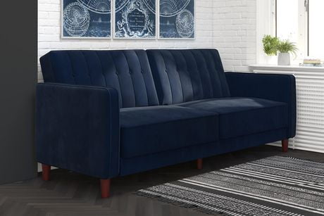 Click here for Dhp Pin Tufted Transitional Futon Blue Velvet Futo... prices