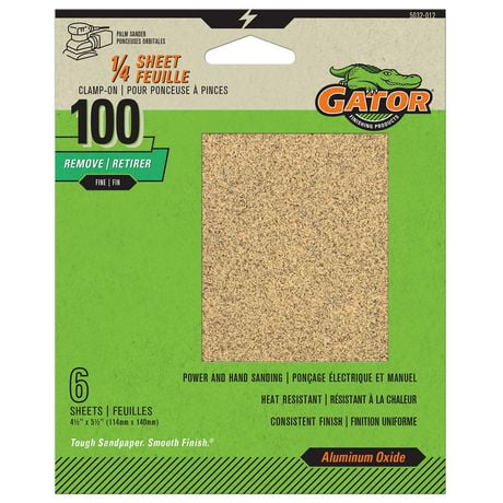 Gator Multi-Surface Clamp-On 1/4 Sanding Sheet - 100 Grit, 6-Pack ...