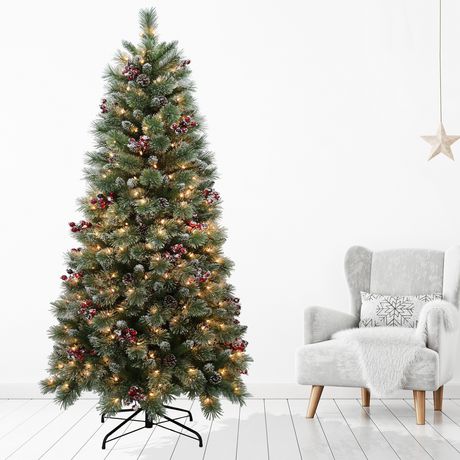 6.5FT prelit glitter/frosted mixed hard needle & cashmere tree, 250 ...