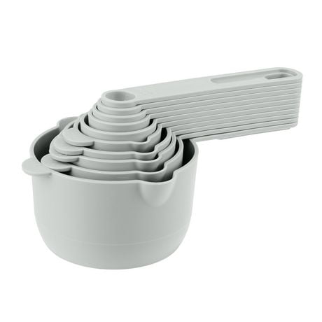 Mainstays 10-Piece Measuring Cup and Spoon Set, Grey, 10PC Measuring ...