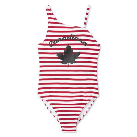 Click here for Canadiana Girls One-Shoulder Swimsuit Red S prices