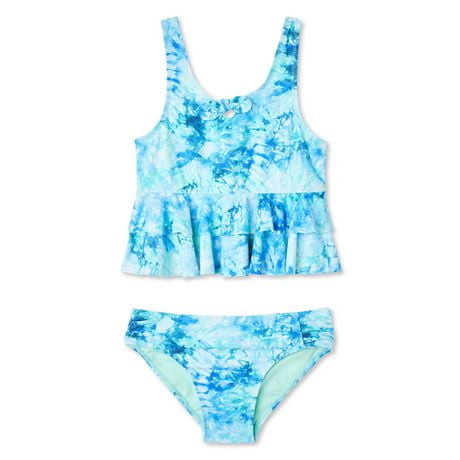 Click here for George Girls Ruffle Hem 2-Piece Swimsuit Green L prices