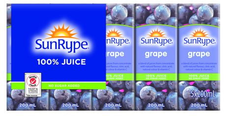 Sun-Rype Grape 100% Juice - 5x200ml juice boxes | Walmart.ca